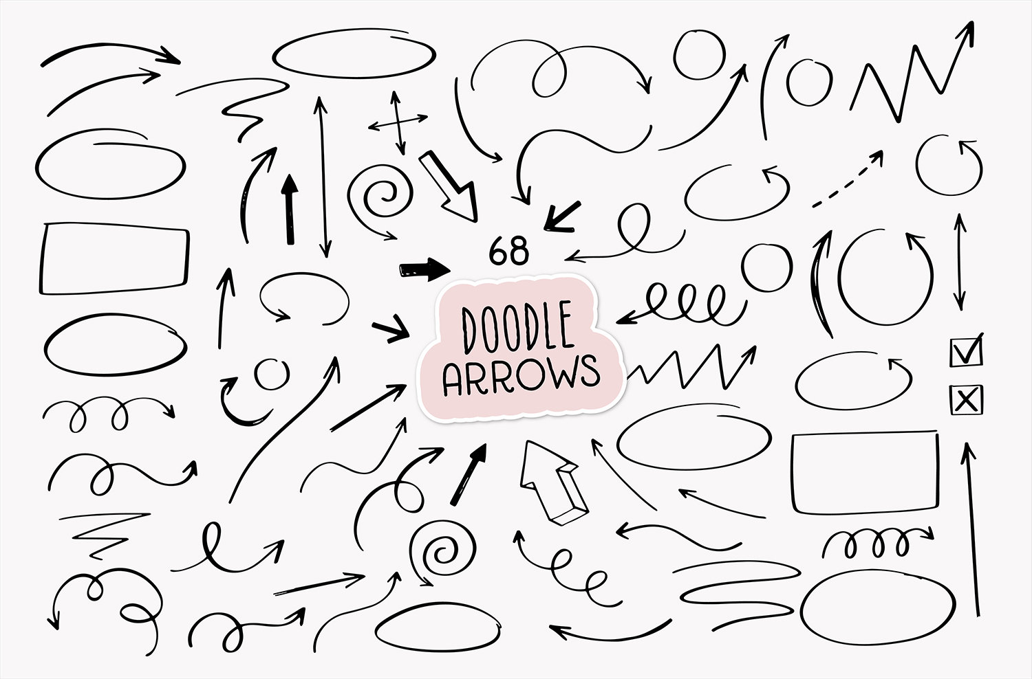 Arrows Clipart Hand Drawn Doodle Arrows and Elements Clip Art - Etsy