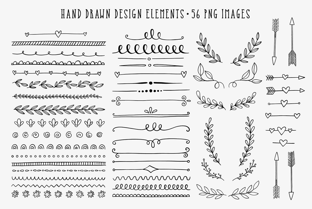 Hand Drawn Clipart Borders Clip Art Design Element | Etsy