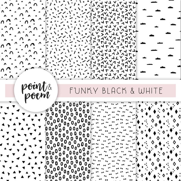 Black and White Digital Papers - Etsy