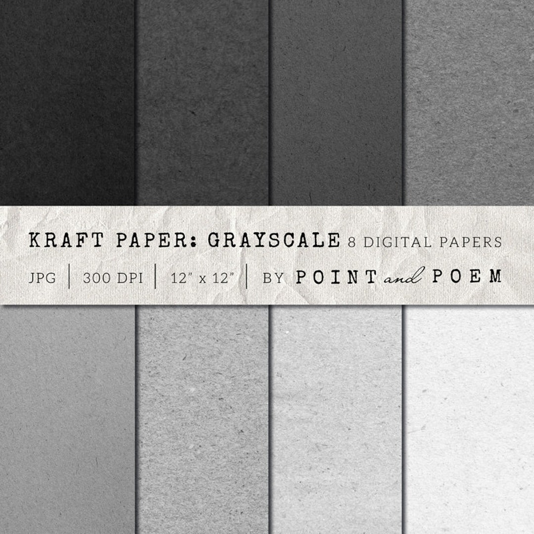 Kraft Digital Paper, Digital Scrapbooking Paper, Black, Gray, Chipboard ...