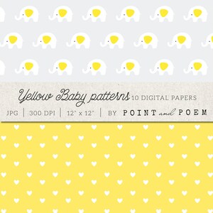 Yellow Baby Digital Paper, Girl Boy Neutral Patterns, Baby Shower ...