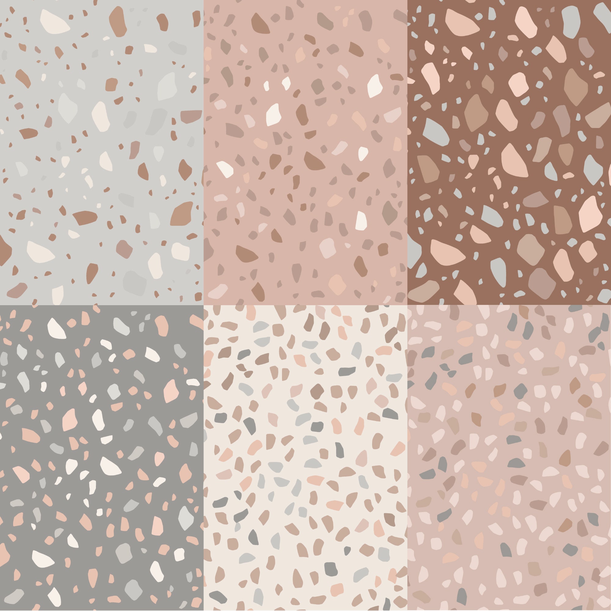 Terrazzo Seamless Digital Papers, Earth Tones Rock Marble Digital Paper ...