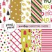 Christmas Digital Paper, Pink Green Scandi Christmas Digital Papers ...