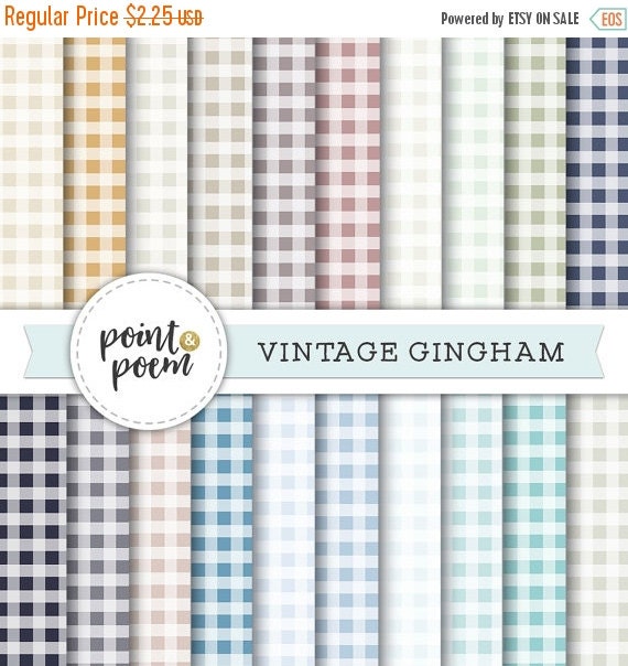 Gingham Digital Paper Vintage Pastel Gingham Backgrounds | Etsy