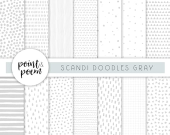 Doodle Scandinavian Digital Papers Gray & White Digital Paper - Etsy
