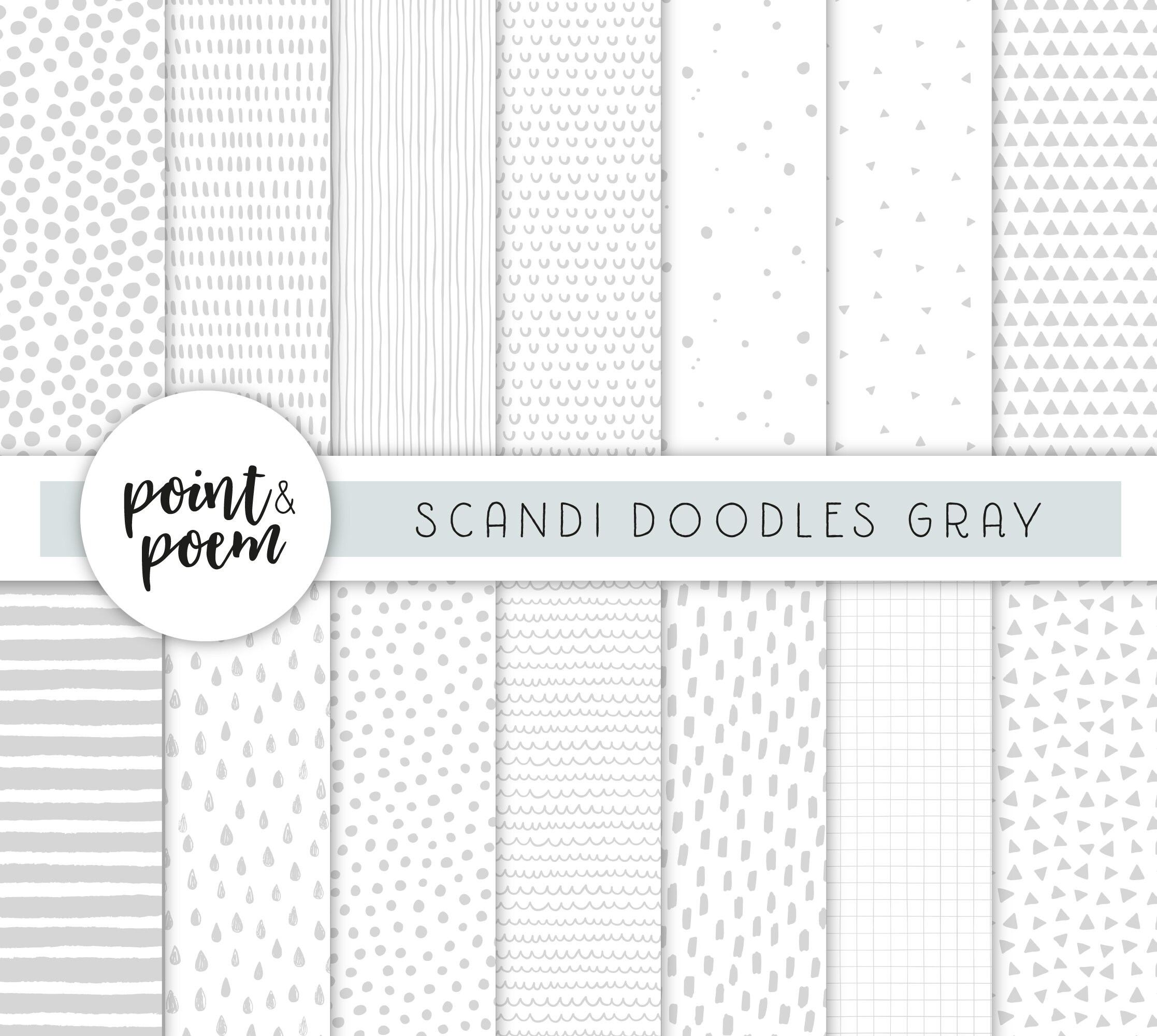 Doodle Scandinavian Digital Papers Gray & White Digital Paper - Etsy