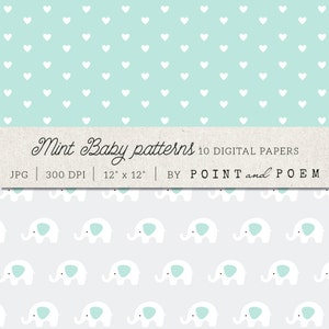 Baby Digital Paper, Aqua Teal Girl Boy Neutral Patterns, Baby Shower ...
