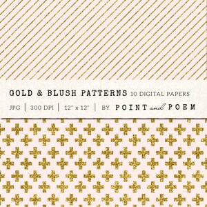 Pink Glitter Digital Paper, Gold Patterns, Background, Scrapbooking ...
