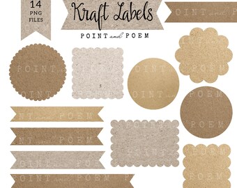 Kraft Paper Labels Clipart Cardboard Labels Clip Art - Etsy
