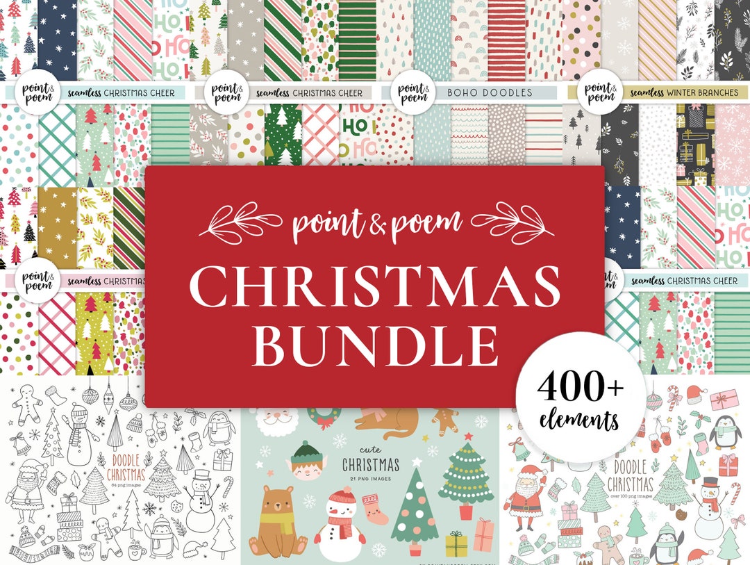 Christmas Digital Paper and Clip Art Bundle, 400 Digital Papers and ...