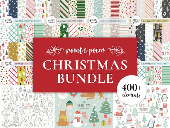 Christmas Digital Paper and Clip Art Bundle 400 Digital - Etsy