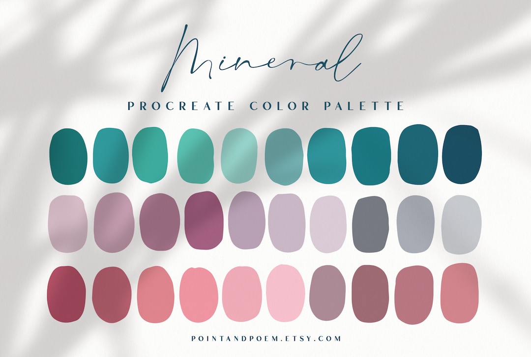 Procreate Color Palette | Color Swatches | Mineral | Teal Pink Emerald ...