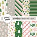 Christmas Digital Paper, Green Red Pink Beige Scandi Christmas Digital ...
