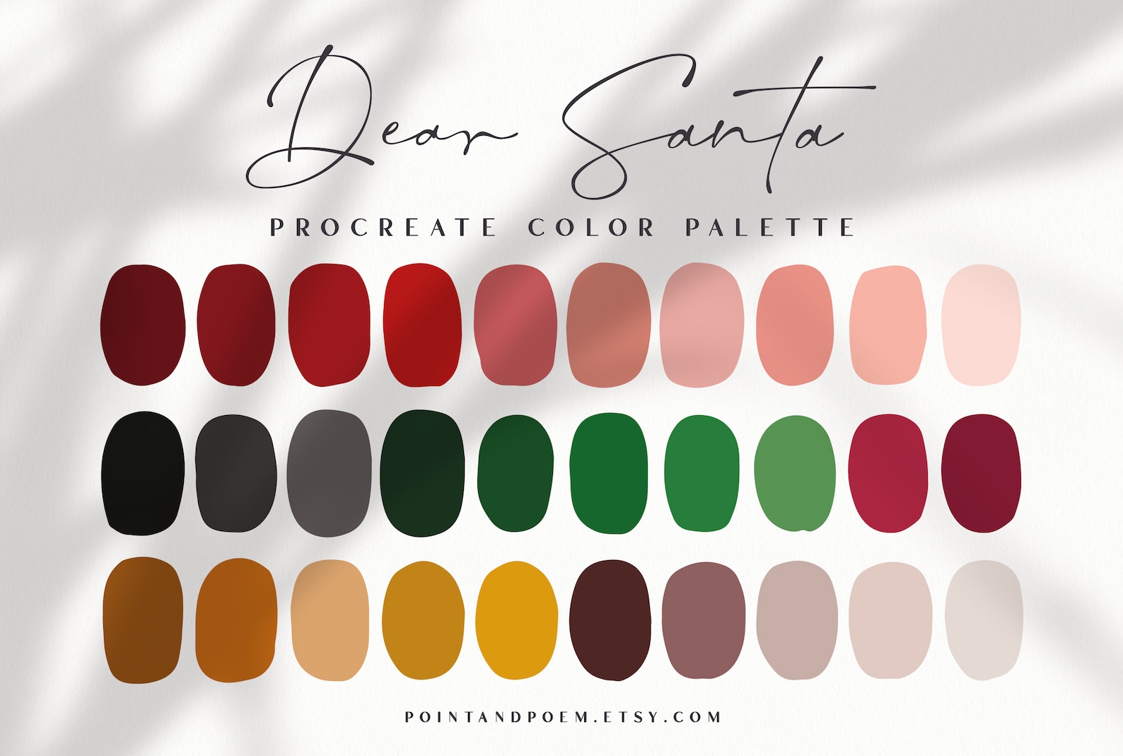 Procreate Color Palette Color Swatches Dear Santa | Etsy