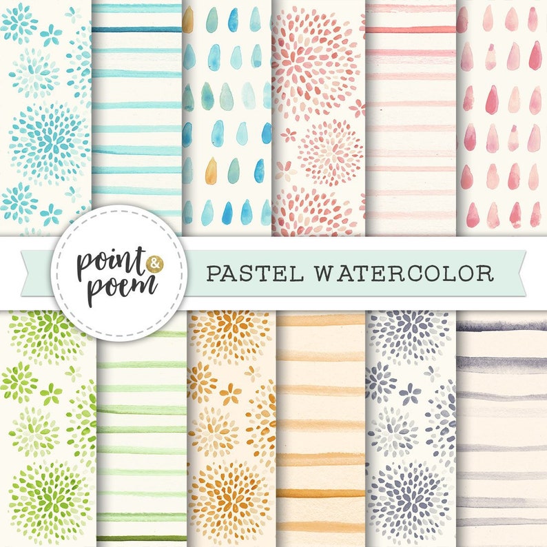 Digital Paper Pack Pastel Watercolor Textured Hand Painted - Etsy