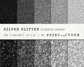 Silver Glitter Digital Paper - Etsy
