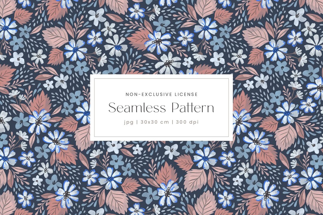 Watercolor Floral Seamless Pattern, Flower Repeat Design for Fabric ...