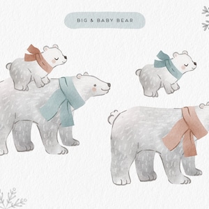 Winter Watercolor Clipart, Cute Arctic Animals, Polar Animals ...