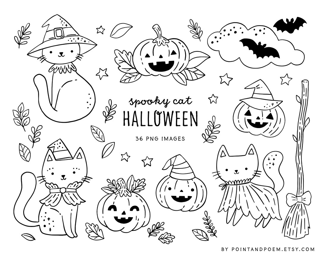 Cute Halloween Digital Stamps Clipart | Commercial Use Kids Fun ...