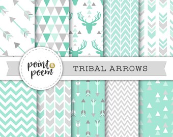 Mint Gray Chevron - Etsy
