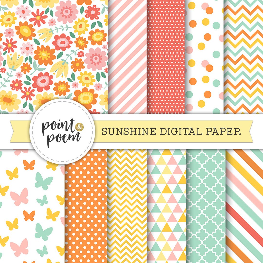 Spring Digital Papers, Summer Printable Papers Flowers Butterflies ...