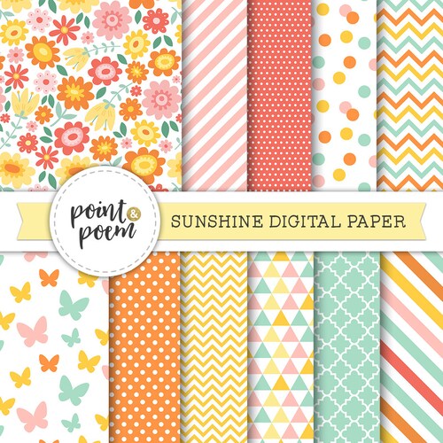Spring Digital Papers Summer Printable Papers Flowers - Etsy