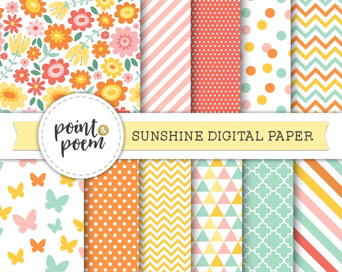 Spring Digital Papers Summer Printable Papers Flowers - Etsy