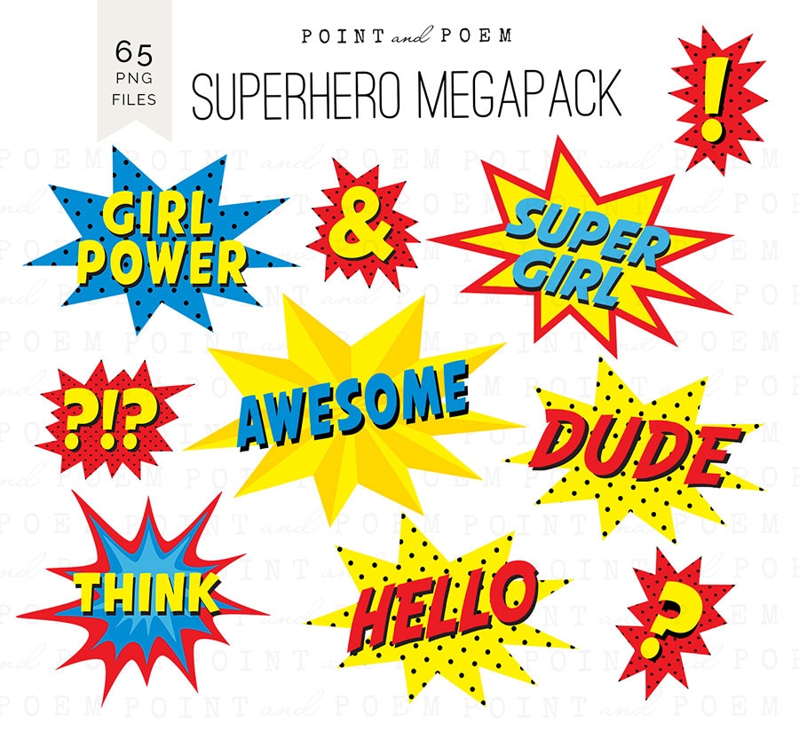 Scrapbooking Paper, Party & Kids Comic Book Superhero Clipart 5 Photo ...