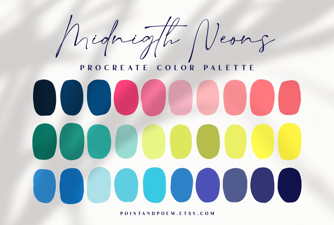 Procreate Color Palette | Color Swatches | Midnight Neon | Bright ...