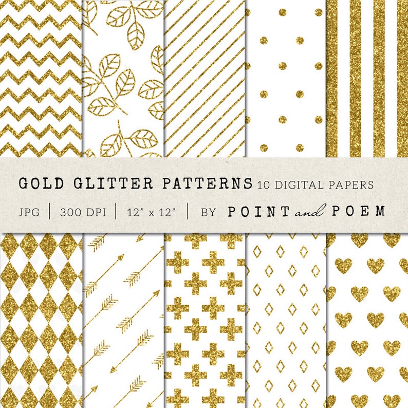 Gold Glitter Digital Paper Gold Patterns Background | Etsy