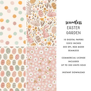 Easter Digital Papers, Spring Digital Papers, Doodle Rabbits and ...