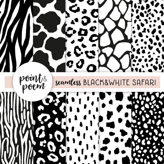 Animal Prints Seamless Digital Papers Black & White Safari | Etsy