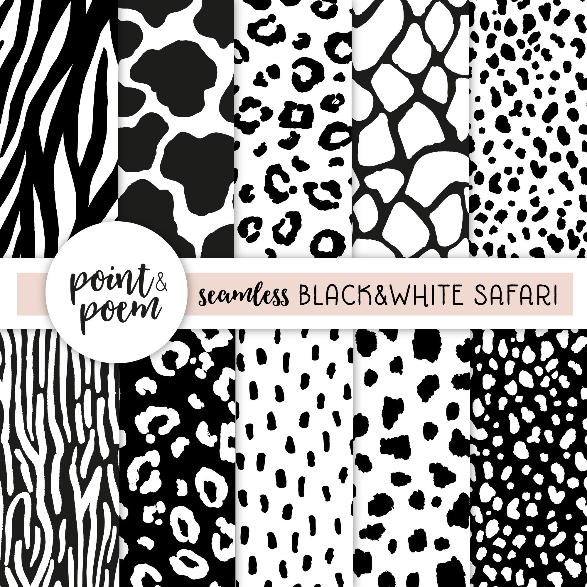 Commercial Use Leopard Cheetah Zebra Digital Paper Pack Neutral Safari ...