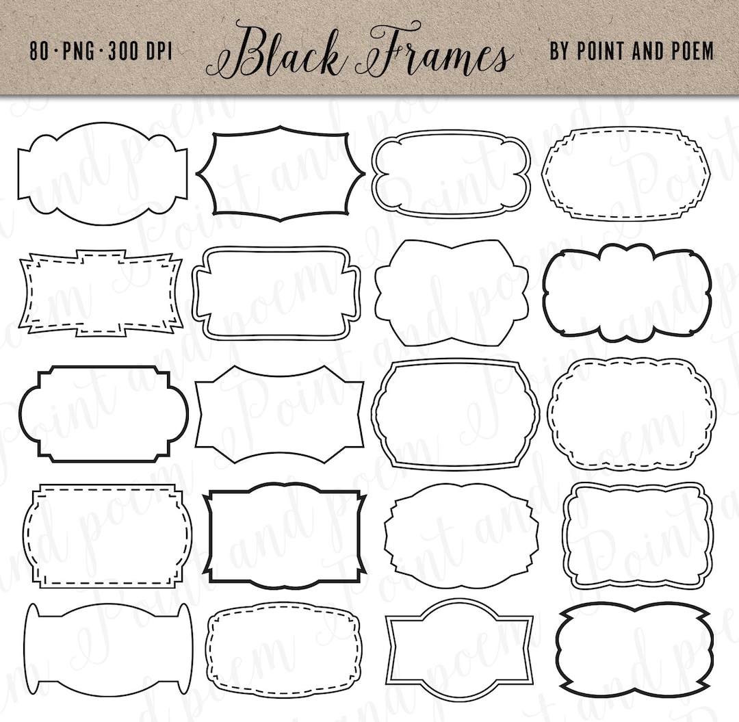 Digital Frame Clip Art, Clipart, Commercial Use, Black Labels, Black ...