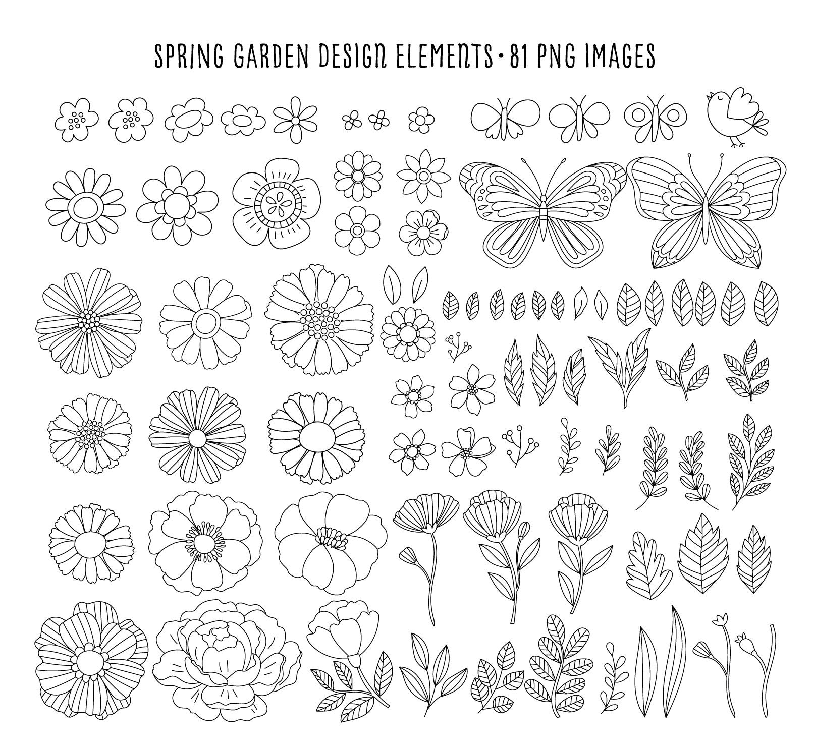 Doodle Flower Clipart Commercial Use Clip Art Hand Drawn - Etsy