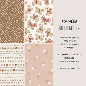 Butterfly Digital Papers, Spring Digital Papers, Butterflies and ...