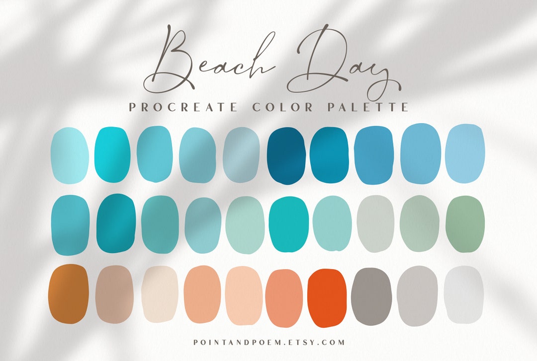 Procreate Palette | Color Swatches | Beach Day | Summer Blue Teal ...