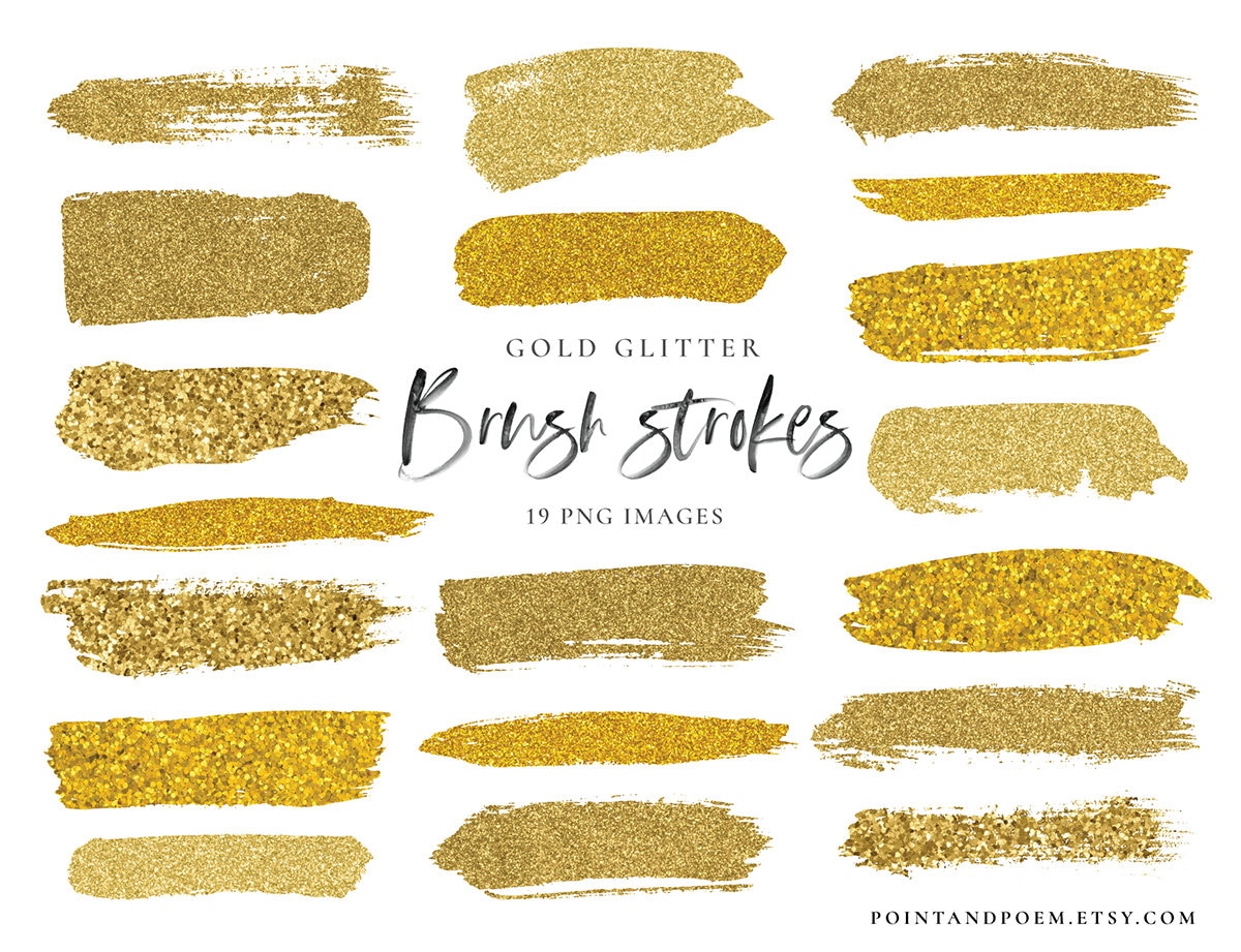 Gold Brush Strokes Clipart Gold Glitter Clipart Gold Foil | Etsy