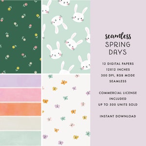 Easter Digital Papers, Spring Digital Papers, Doodle Rabbits and ...