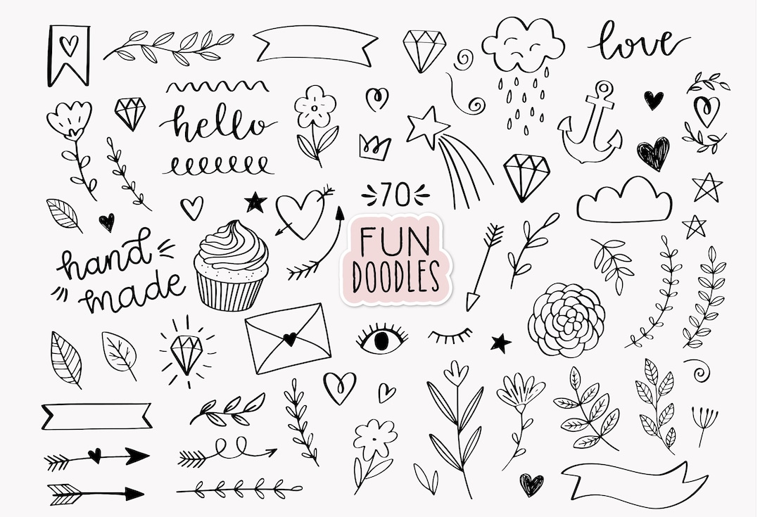 Doodles Hand Drawn Clip Art Commercial Use, Bullet Journal Clipart ...