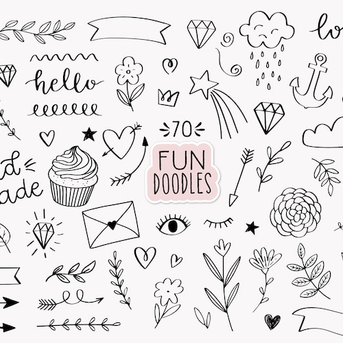 Doodles Hand Drawn Clip Art Commercial Use Bullet Journal | Etsy