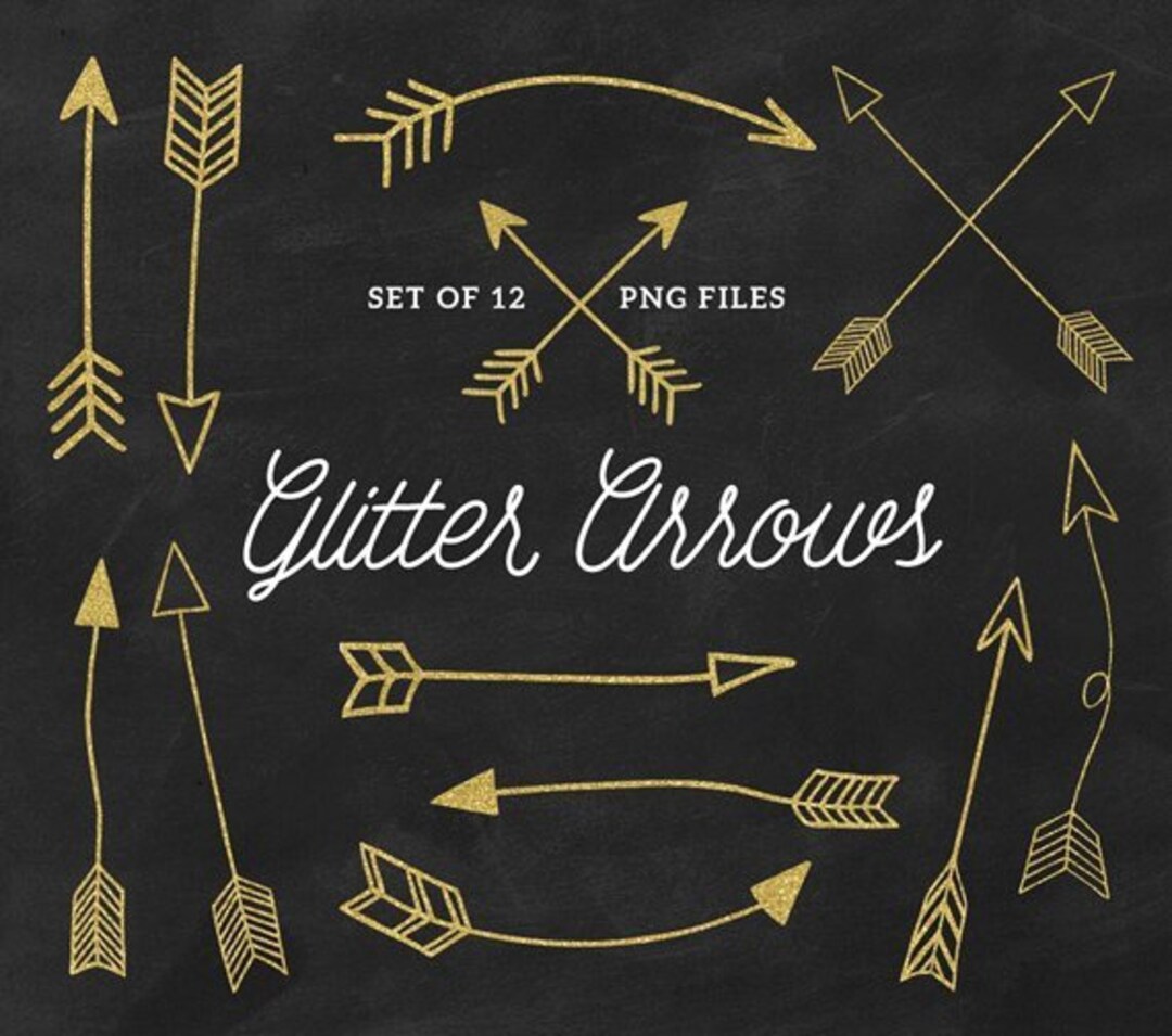 Hand Drawn Clipart, Gold Arrows Clip Art, Glitter, Tribal Arrows, Gold ...