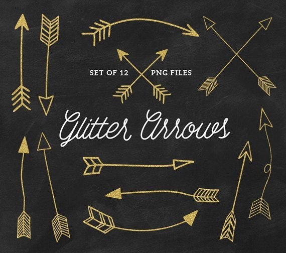 Hand Drawn Clipart Gold Arrows Clip Art Glitter Tribal | Etsy UK