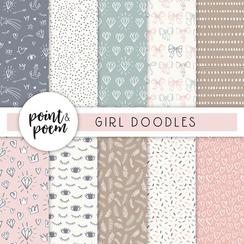Doodle Digital Papers Pink & Brown Boho Scandi Digital Paper - Etsy