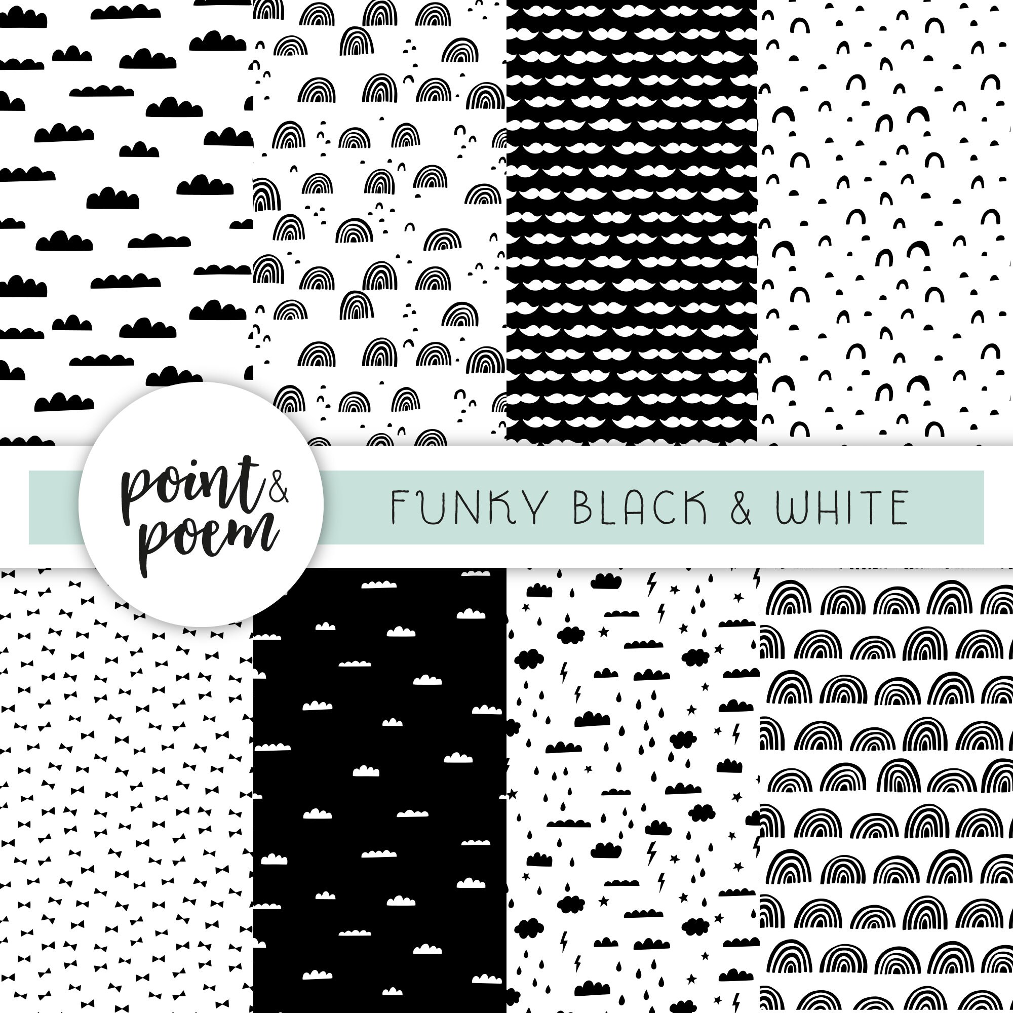Digital Papers Black & White Digital Paper Pack Scandinavian - Etsy