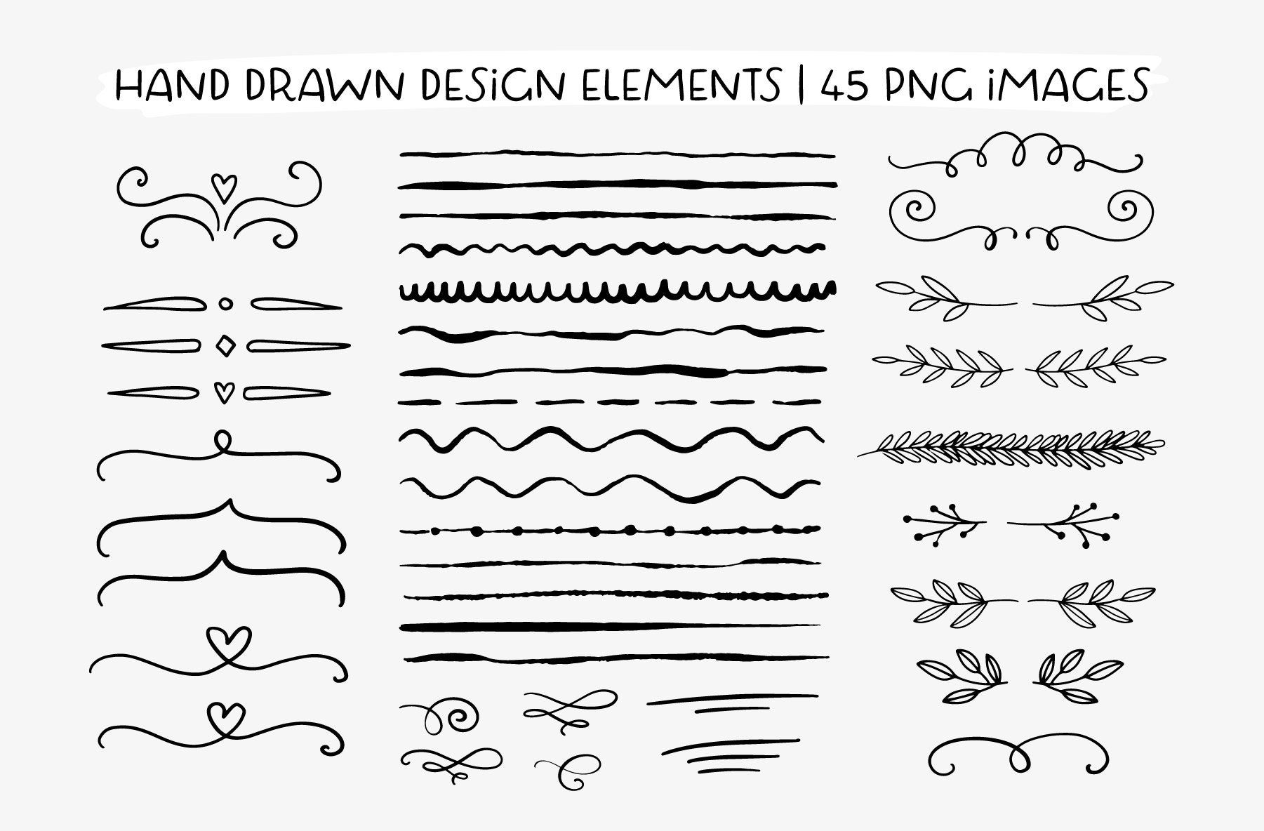 Hand Drawn Borders Clip Art Dividers Laurels Arrows - Etsy