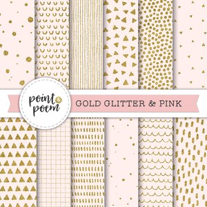 Gold Glitter Digital Paper Gold and Pink Patterns - Etsy