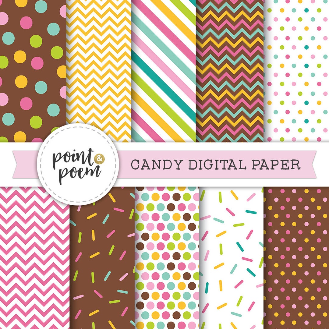 Geometric Digital Paper, Pack, Pink, Yellow, Brown, Mint, Green ...