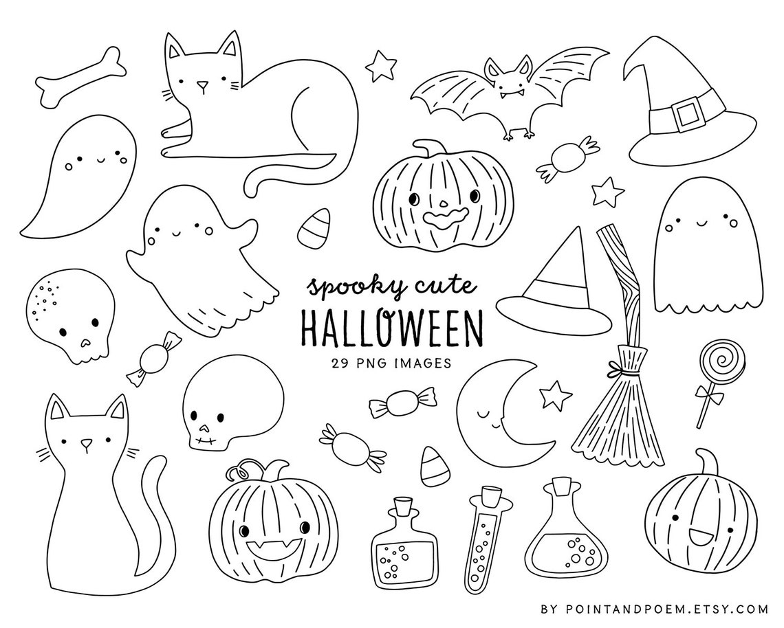 Cute Halloween Digital Stamps Clipart Commercial Use Kids - Etsy