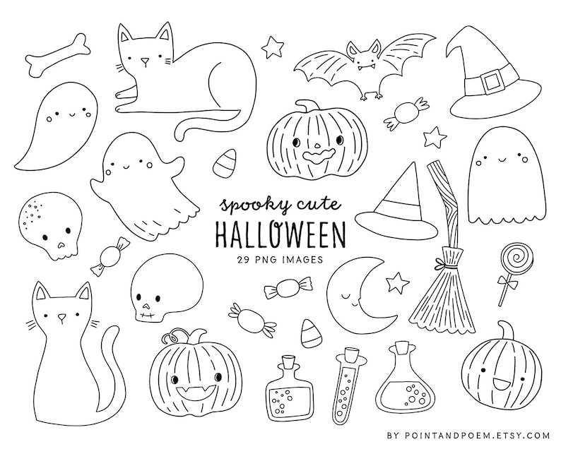 Cute Halloween Digital Stamps Clipart | Commercial Use Kids Fun ...